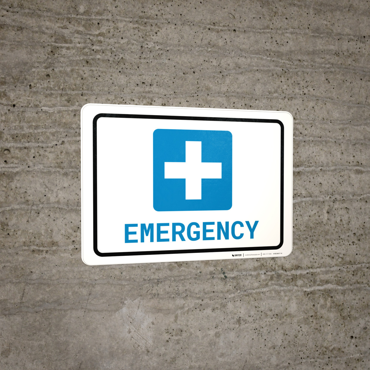 Emergency with Icon Landscape - Wall Sign | Creative Safety Supply
