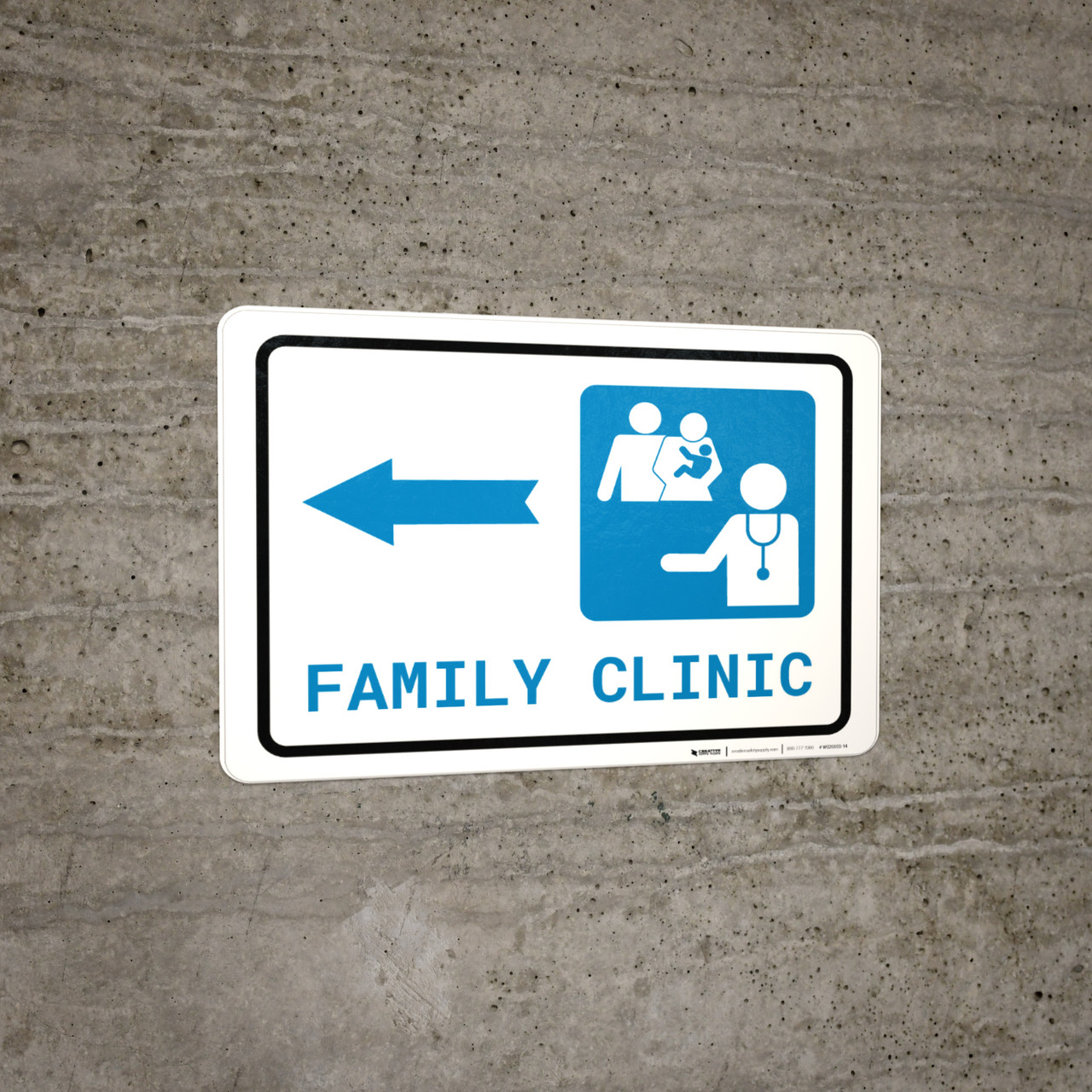 Family Health Clinic Left Arrow with Icon Landscape - Wall Sign ...