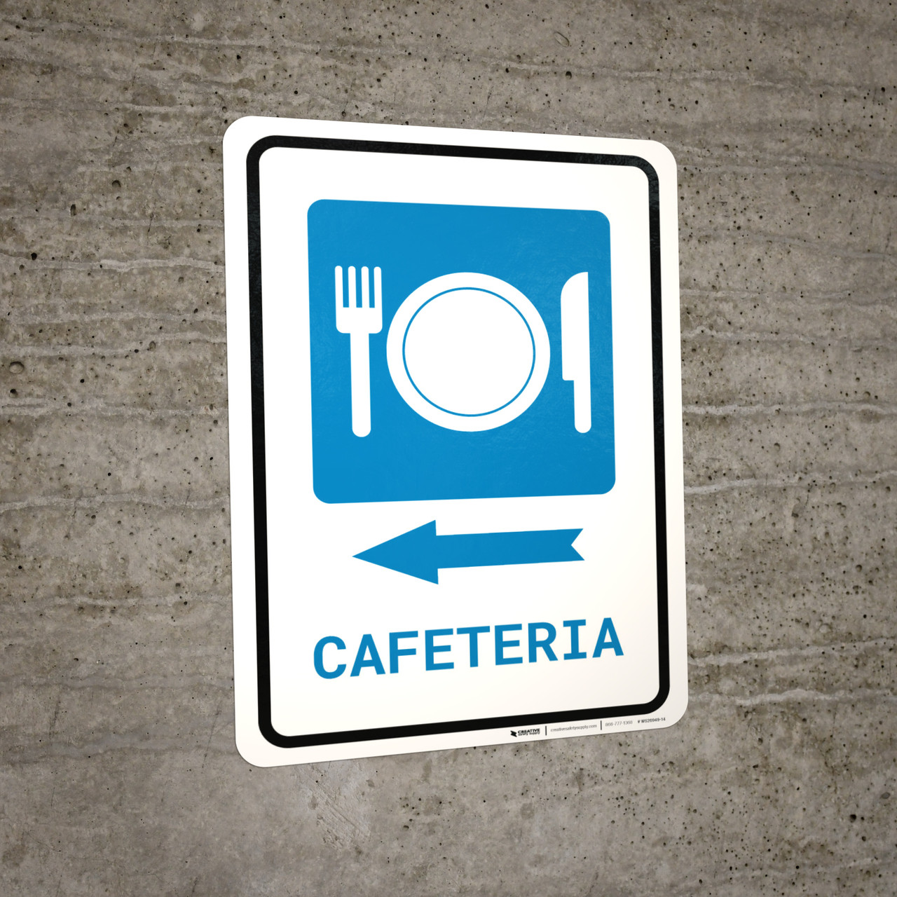 Cafeteria (with Symbol) Left Arrow Portrait - Wall Sign