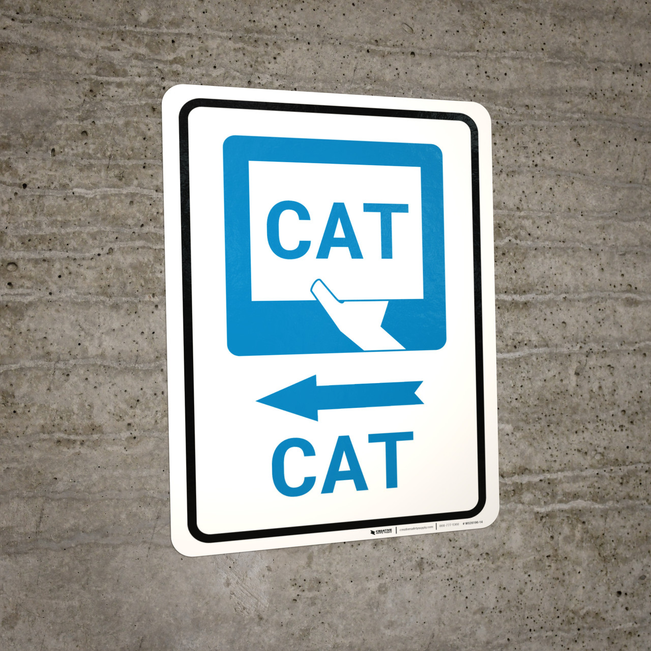 CAT Left Arrow with Icon Portrait - Wall Sign | Creative Safety Supply