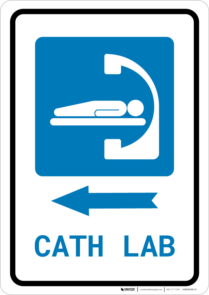 Cath Lab Left Arrow with Icon Portrait - Wall Sign