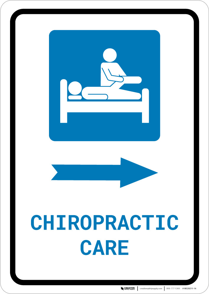 Chiropractic Care Right Arrow with Icon Portrait - Wall Sign