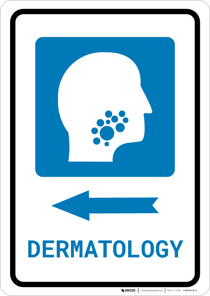 Dermatology Left Arrow with Icon Portrait - Wall Sign