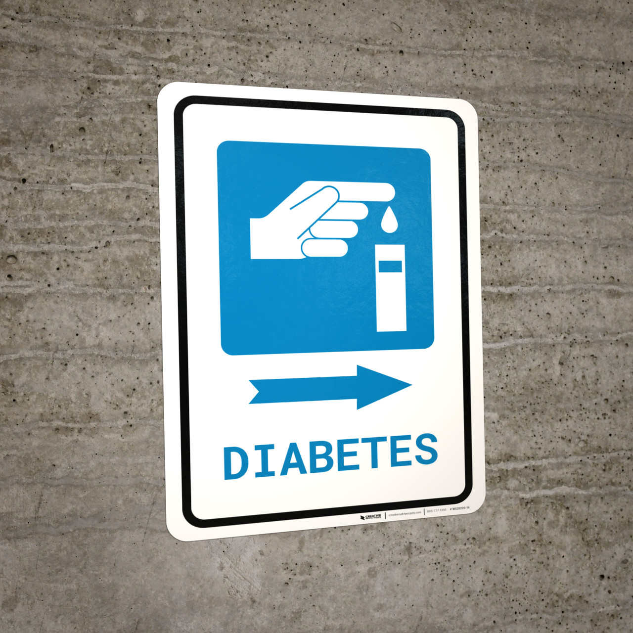 Diabetes Right Arrow with Icon Portrait - Wall Sign | Creative Safety ...