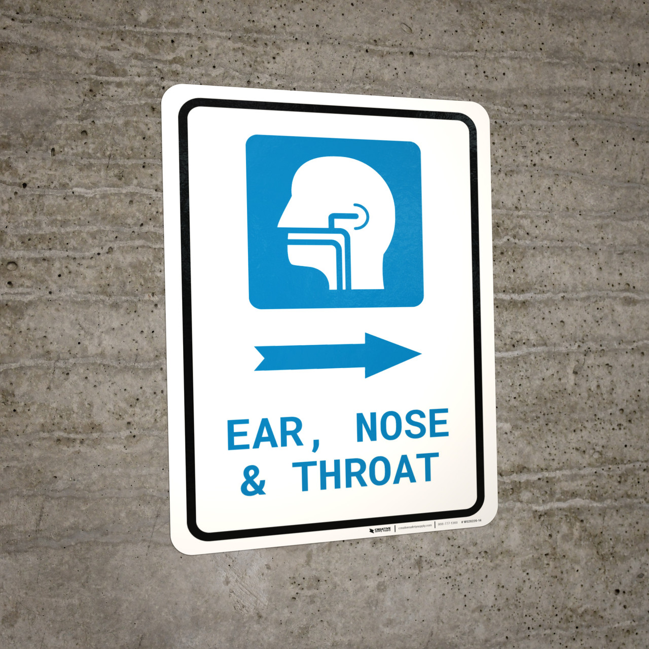Ears, Nose, and Throat (ENT) Right Arrow with Icon Portrait - Wall Sign