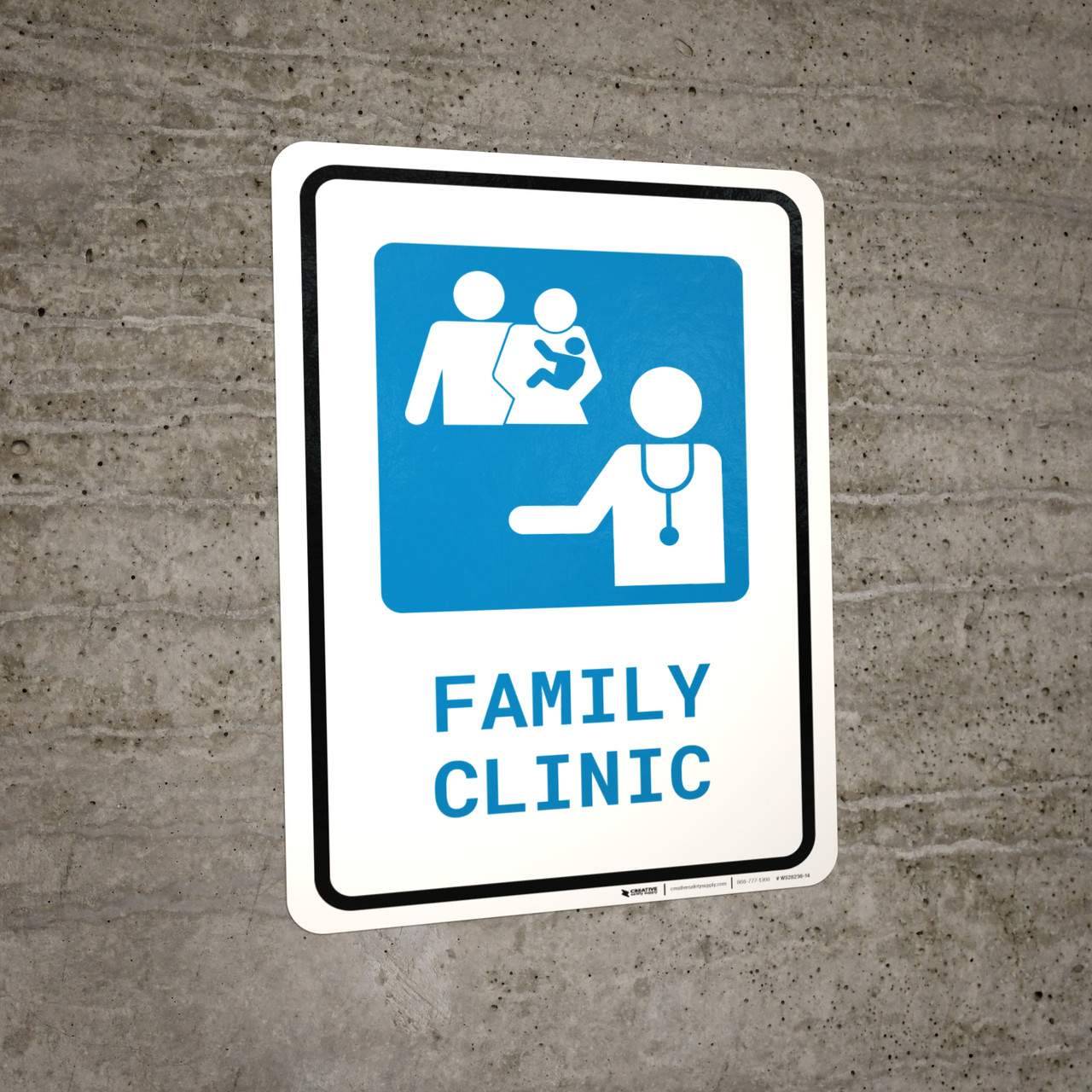 Family Clinic with Icon Portrait - Wall Sign