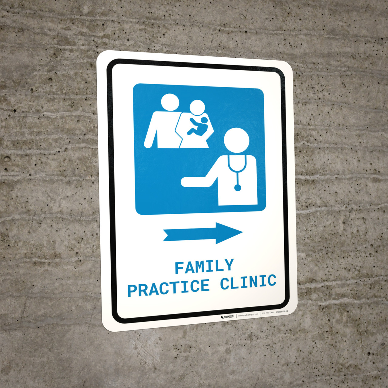 Family Practice Clinic Right Arrow with Icon Portrait - Wall Sign