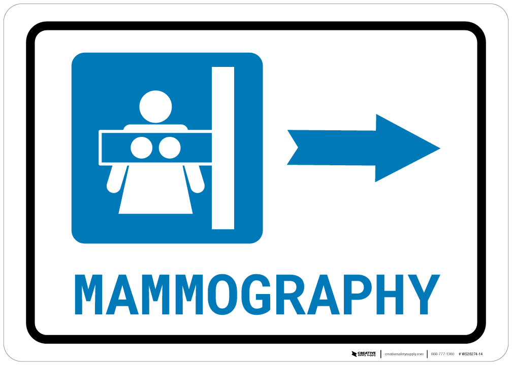 Mammography Right Arrow with Icon Landscape - Wall Sign