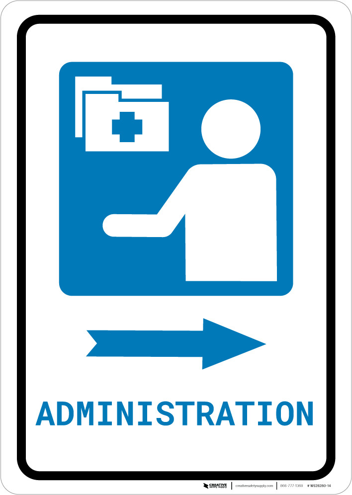 Medical Administration Right Arrow with Icon Portrait - Wall Sign ...