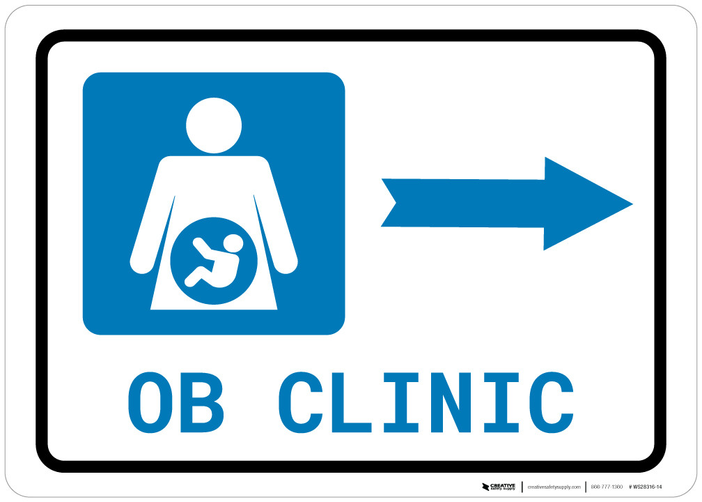 OB Clinic Right Arrow with Icon Landscape - Wall Sign