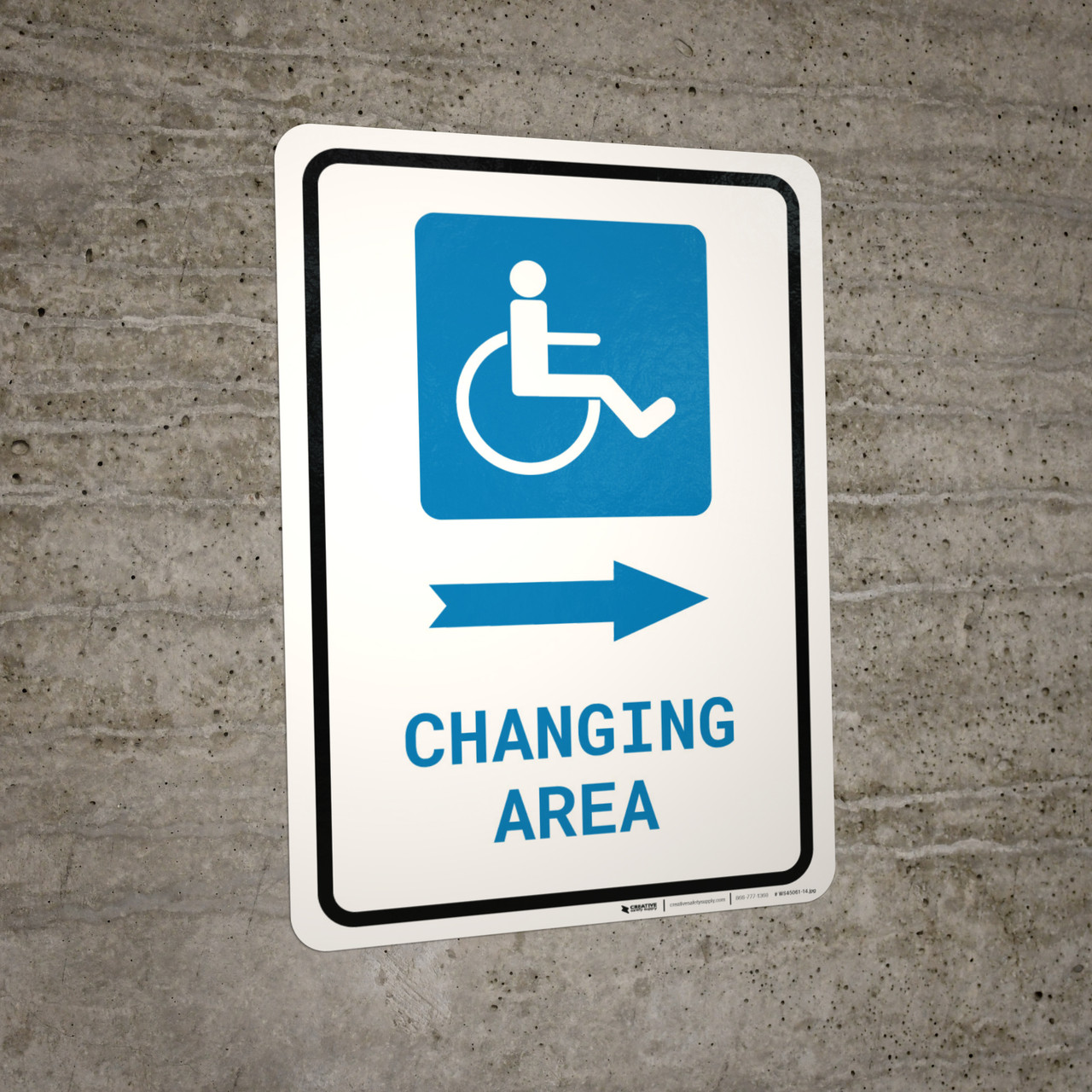 ADA Accessible Changing Area Right Arrow with Icon Portrait - Wall Sign