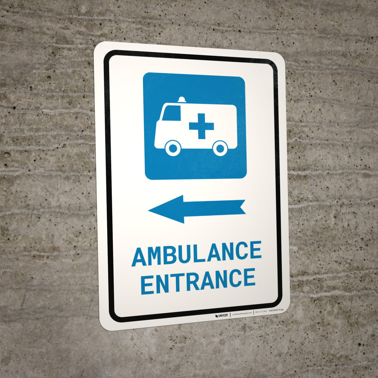 Ambulance Entrance Left Arrow with Icon Portrait - Wall Sign