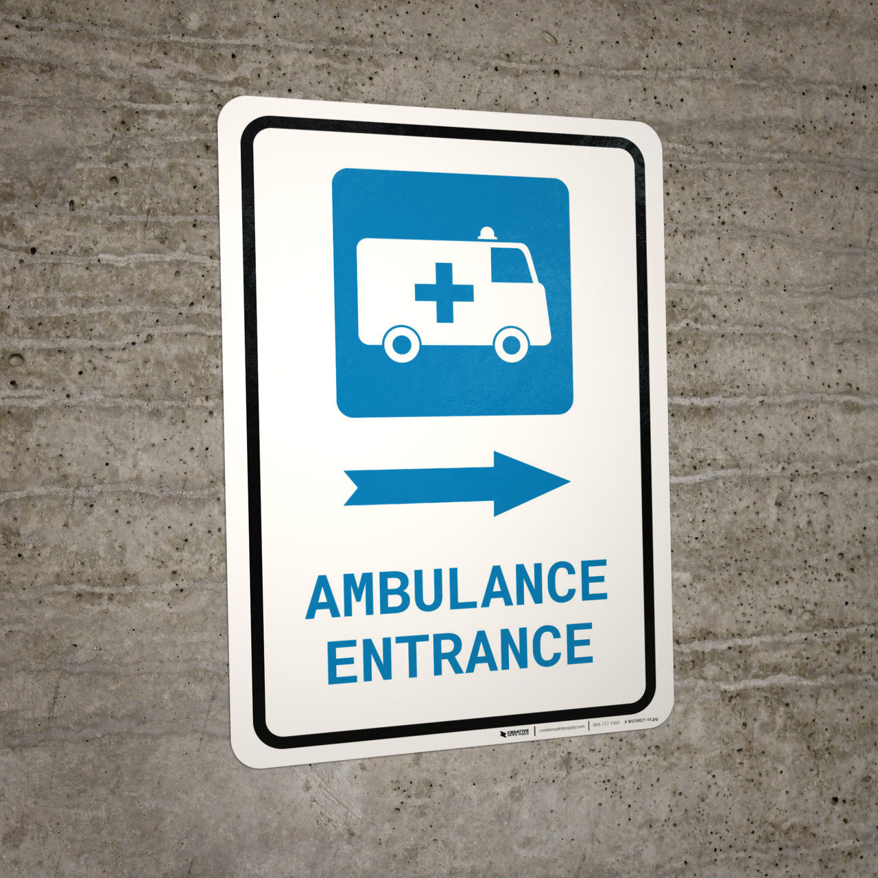 Ambulance Entrance Right Arrow with Icon Portrait - Wall Sign
