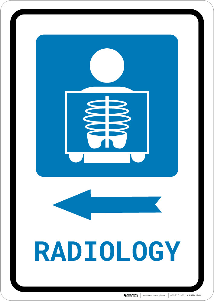 Radiology Left Arrow with Icon Portrait - Wall Sign