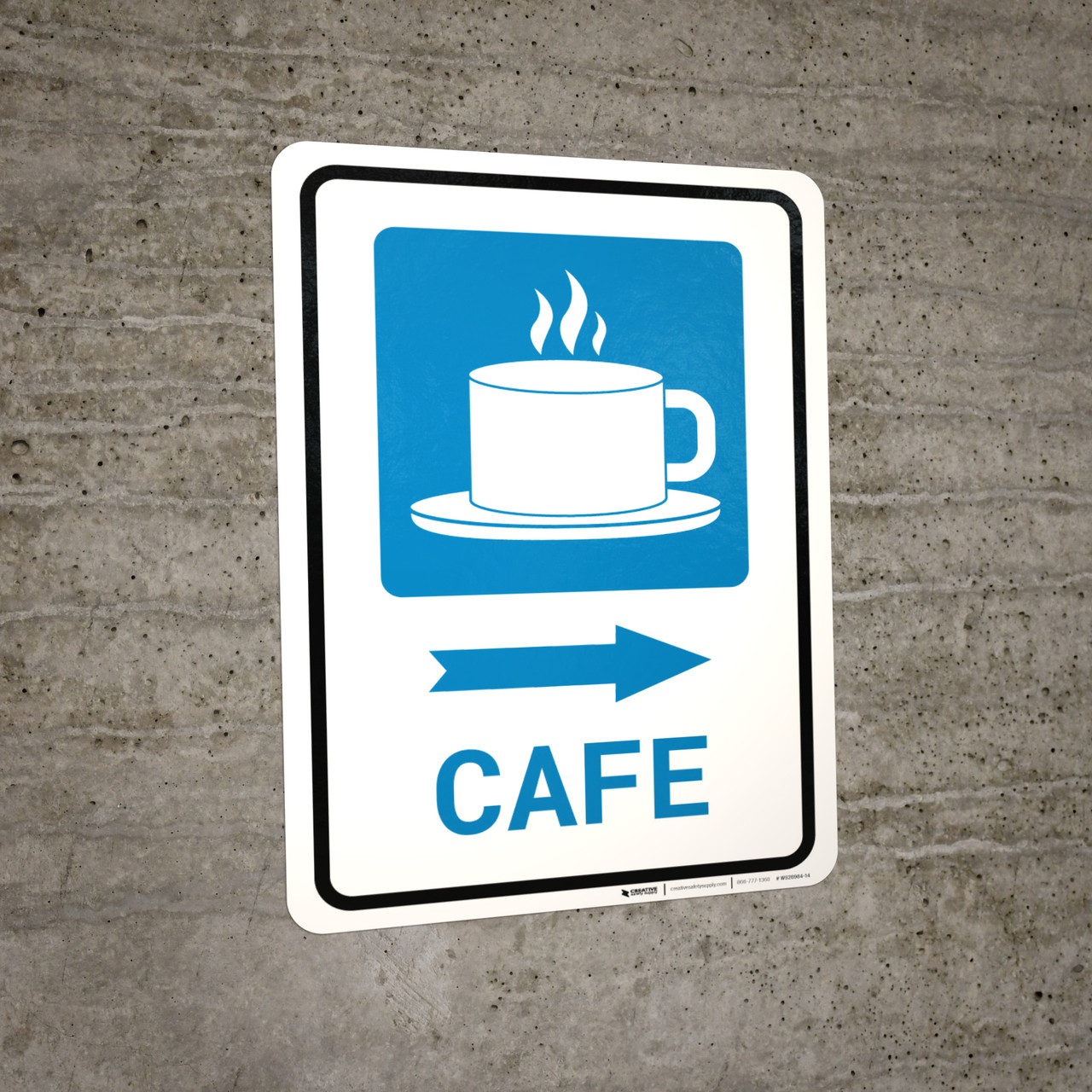Cafe Right Arrow with Icon Portrait - Wall Sign