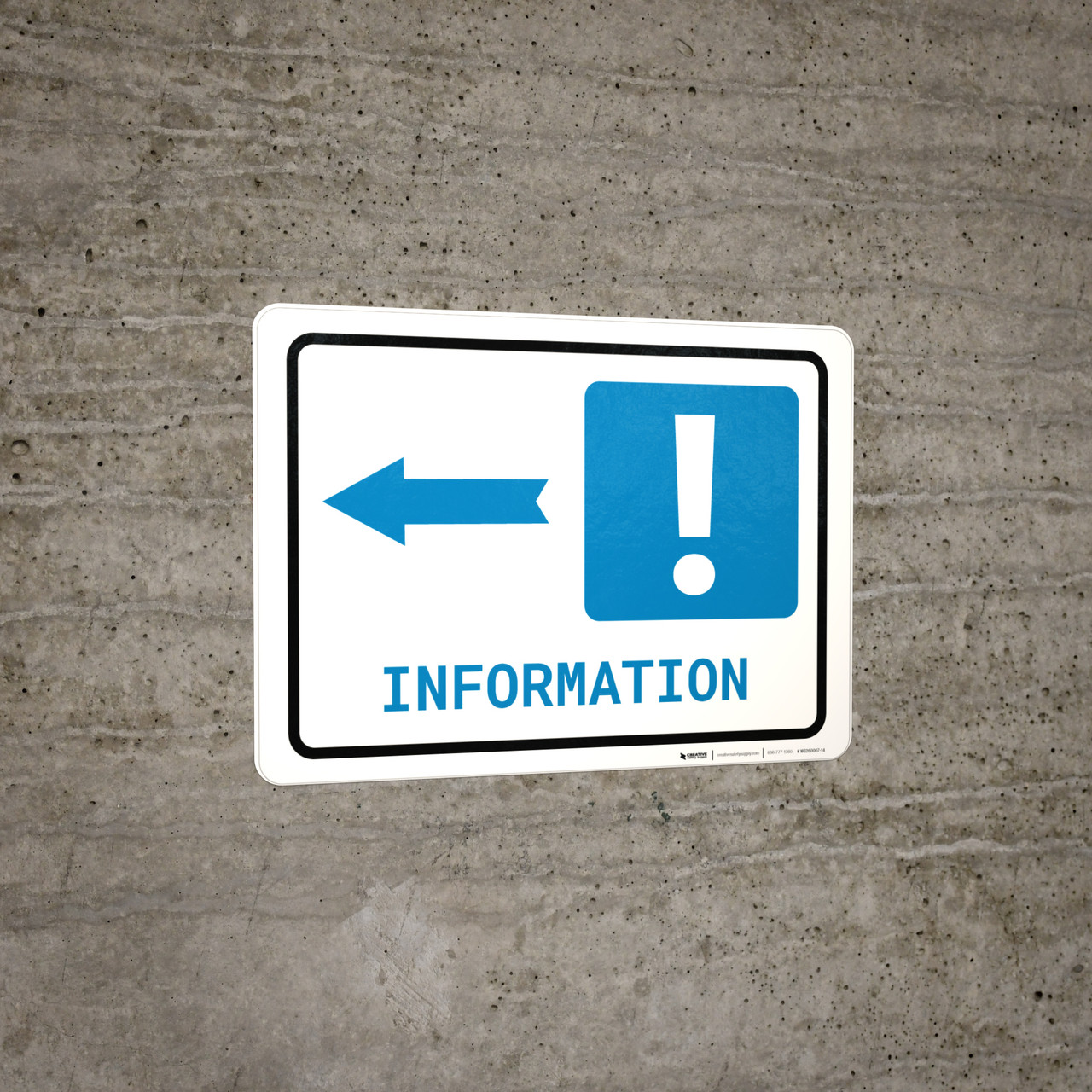 Information Left Arrow with Exclamation Mark Landscape - Wall Sign