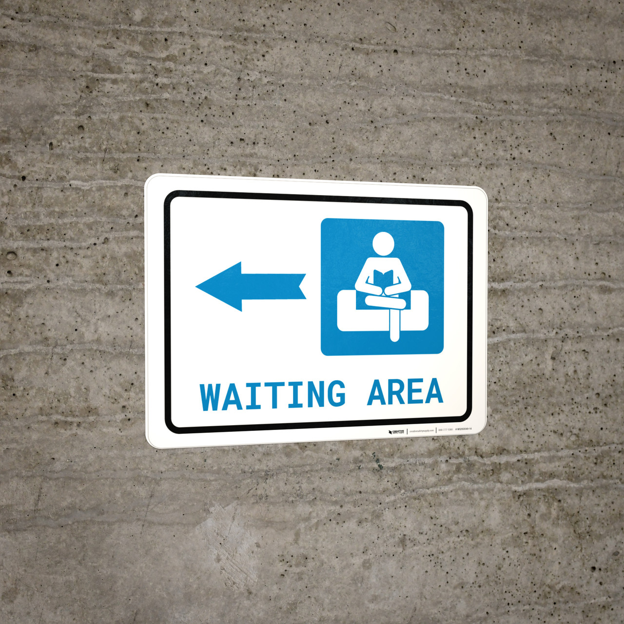 Waiting Area Left Arrow with Icon Landscape - Wall Sign