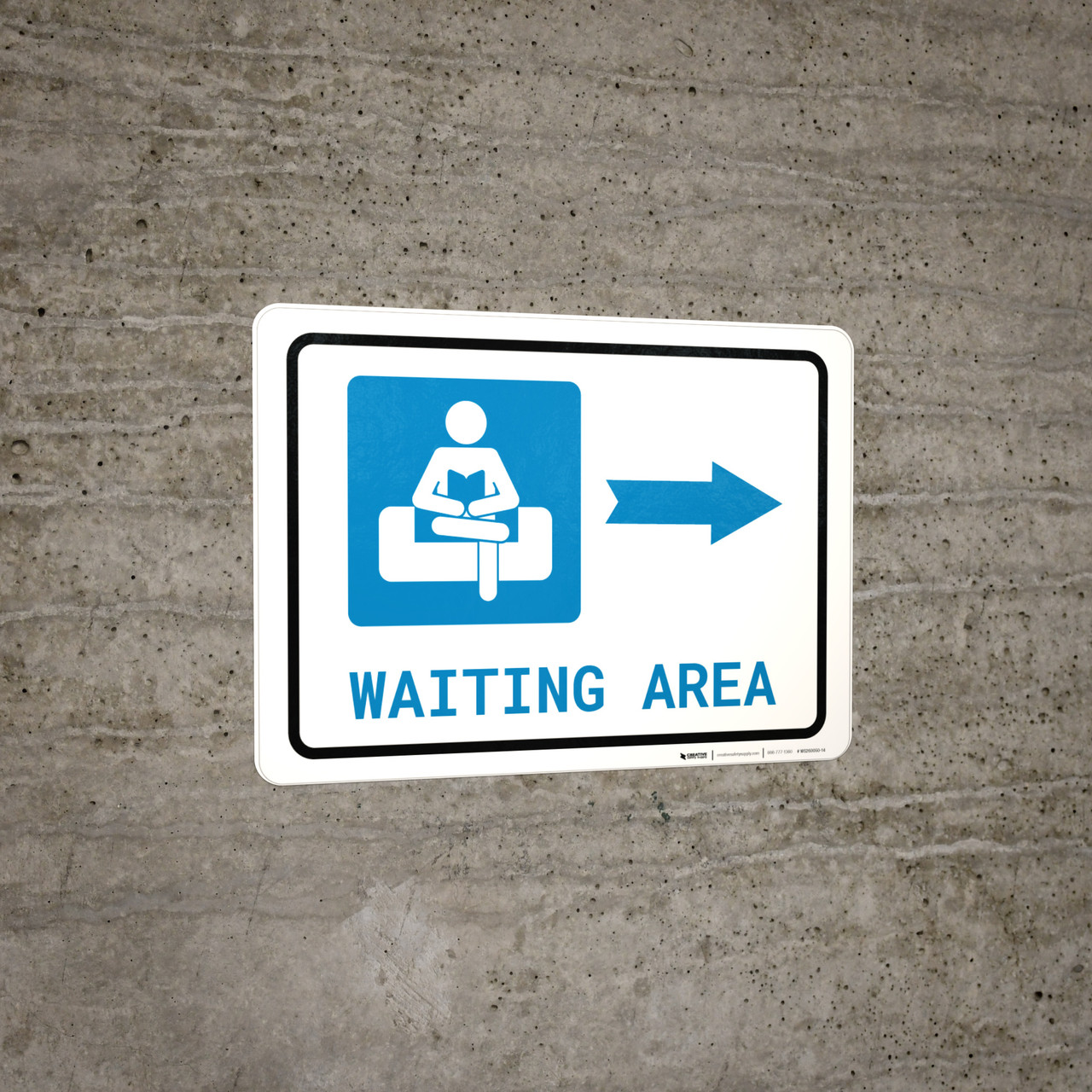 Waiting Area Right Arrow with Icon Landscape - Wall Sign | Creative ...