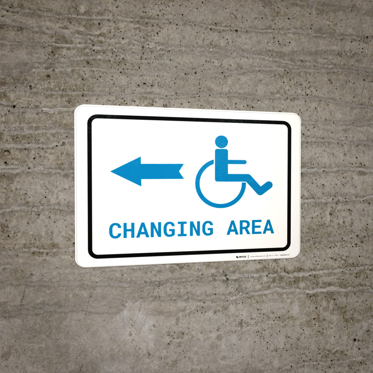 ADA Accessible Changing Area Left Arrow with Icon Landscape v2 - Wall Sign
