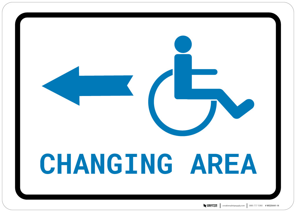 ADA Accessible Changing Area Left Arrow with Icon Landscape v2 - Wall Sign