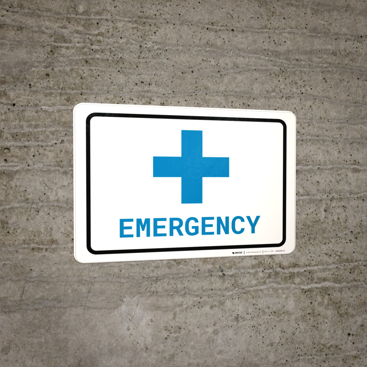 Emergency with First Aid Symbol Landscape v2 - Wall Sign