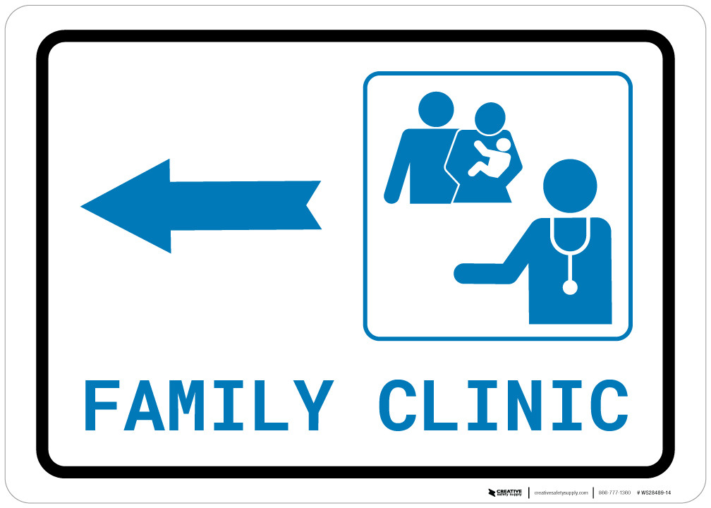 Family Health Clinic Left Arrow with Icon Landscape v2 - Wall Sign ...