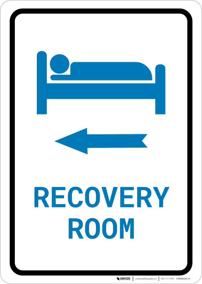 Recovery Room Left Arrow with Icon Portrait v2 - Wall Sign | Creative ...