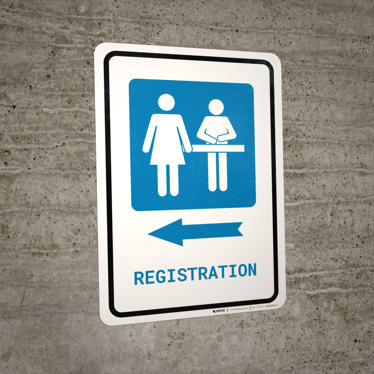 Registration Left Arrow with Icon Portrait v2 - Wall Sign | Creative ...