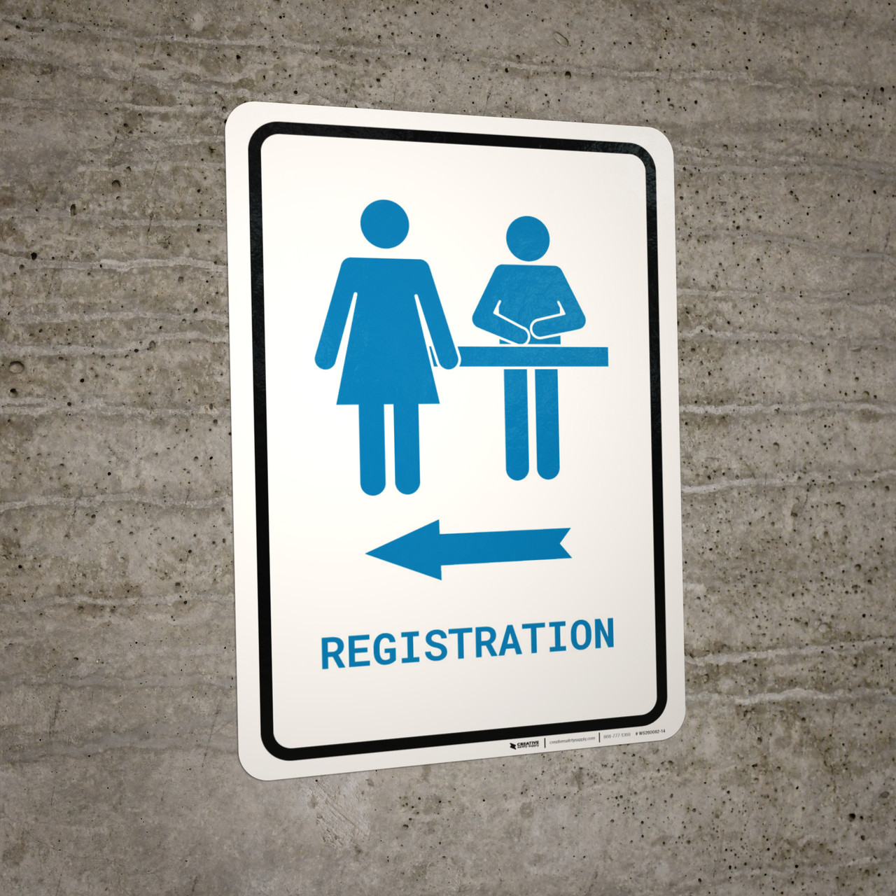 Registration Left Arrow with Icon Portrait - Wall Sign | Creative ...