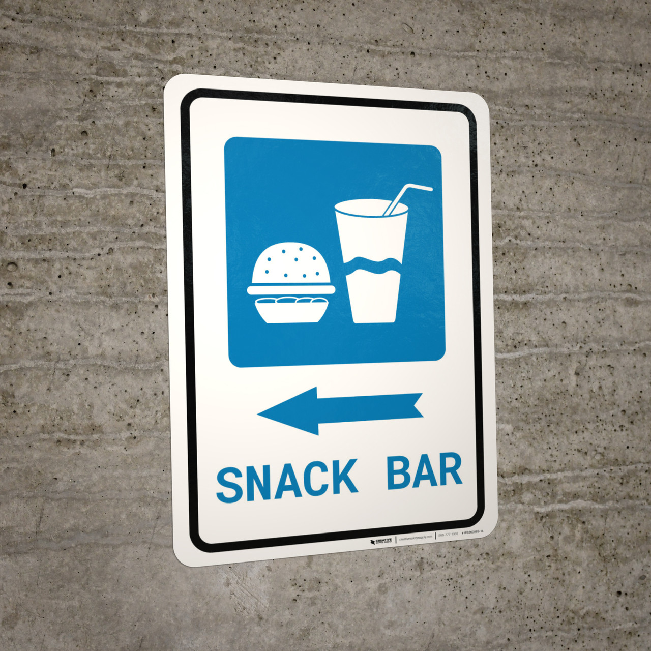 Snack Bar Left Arrow with Icon Portrait v2 - Wall Sign
