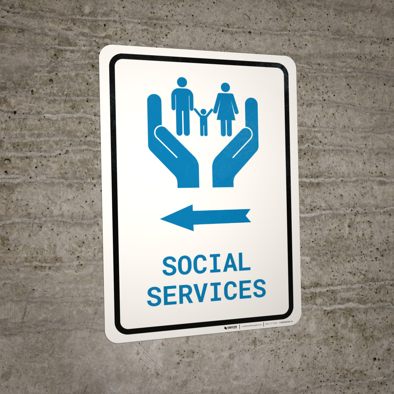 Social Services Left Arrow with Icon Portrait - Wall Sign | Creative ...