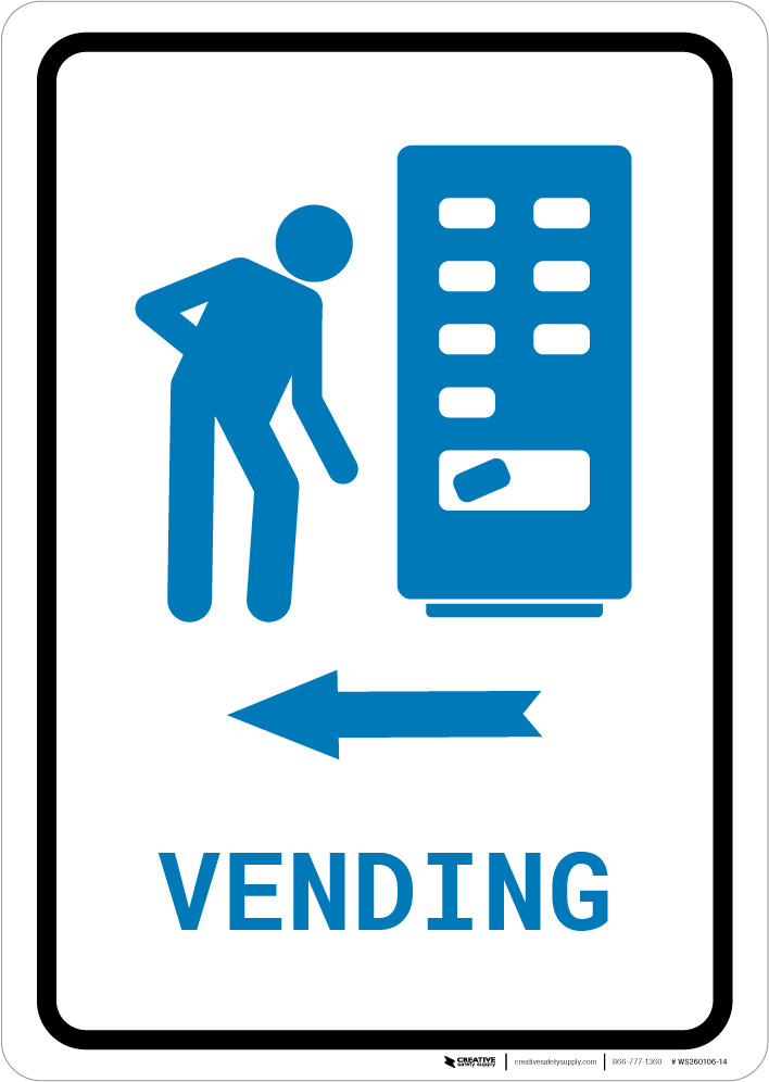 Vending Machine Left Arrow with Icon Portrait - Wall Sign | Creative ...