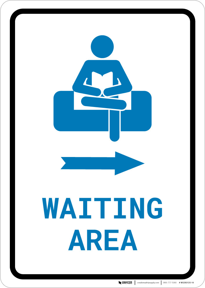 Waiting Area Right Arrow with Icon Portrait - Wall Sign | Creative ...