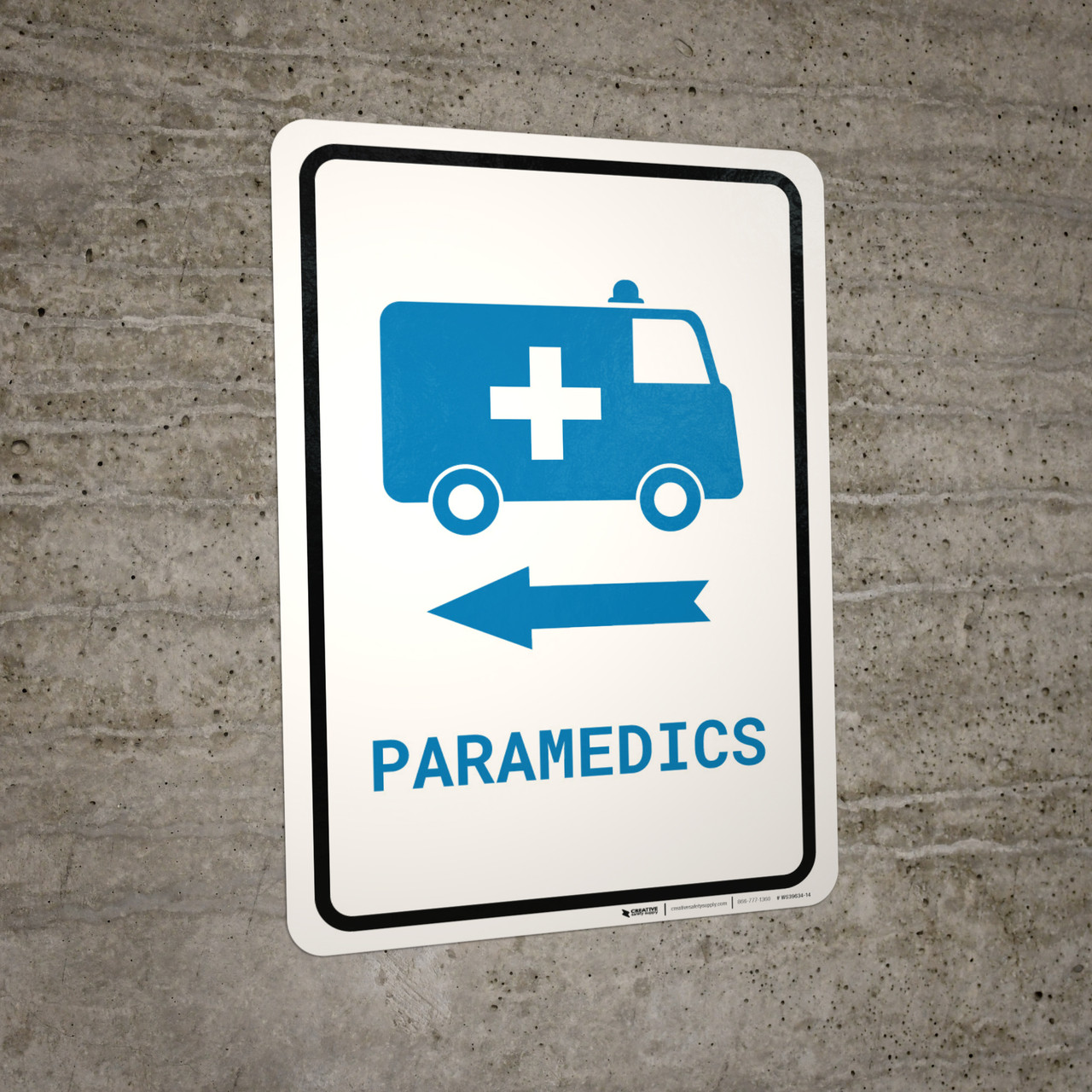 Paramedics Left Arrow with Icon Portrait v2 - Wall Sign