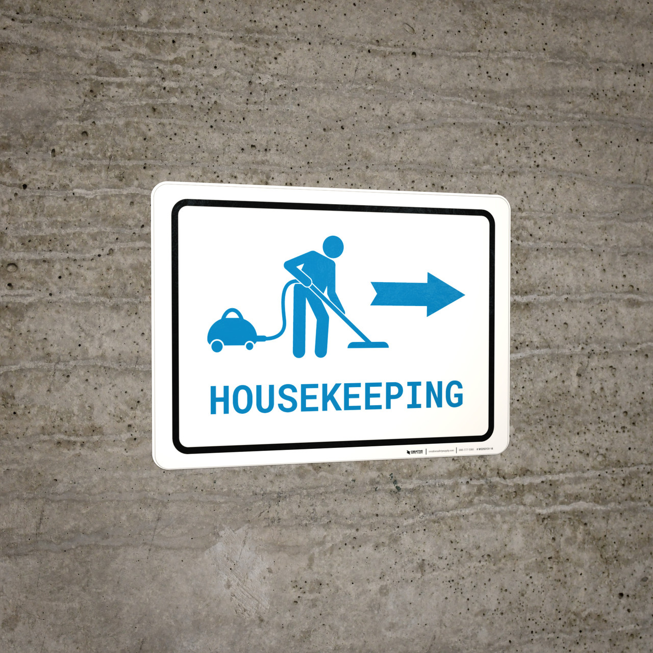 Housekeeping Right Arrow with Icon Landscape v2 - Wall Sign