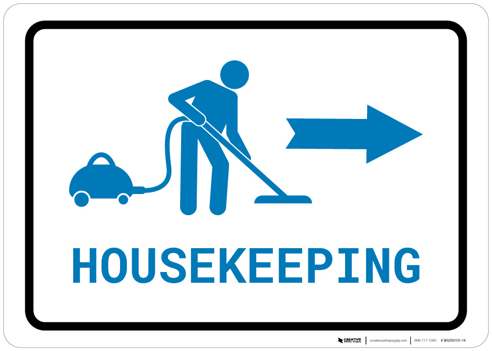 Housekeeping Right Arrow with Icon Landscape v2 - Wall Sign