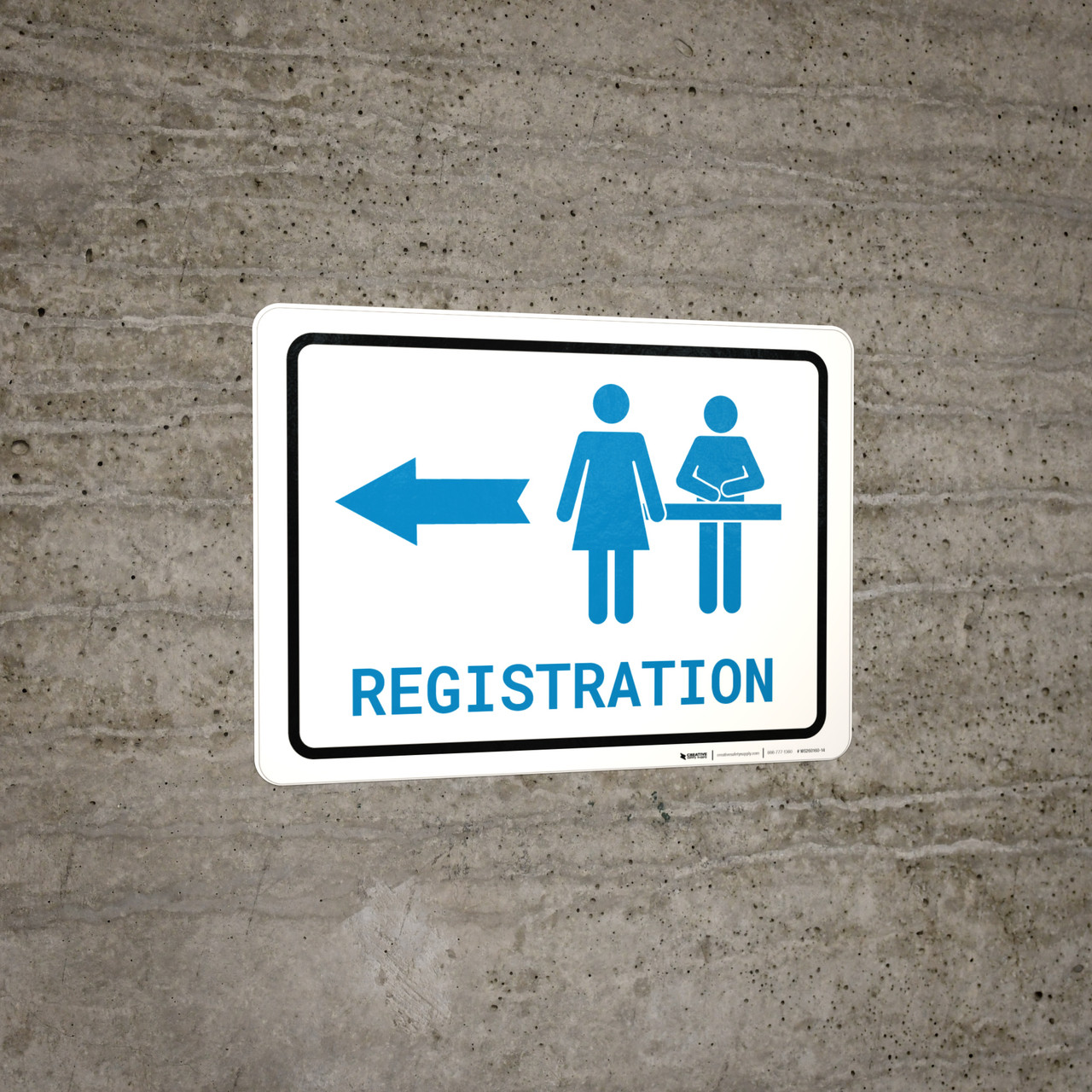 Registration Left Arrow with Icon Landscape v2 - Wall Sign