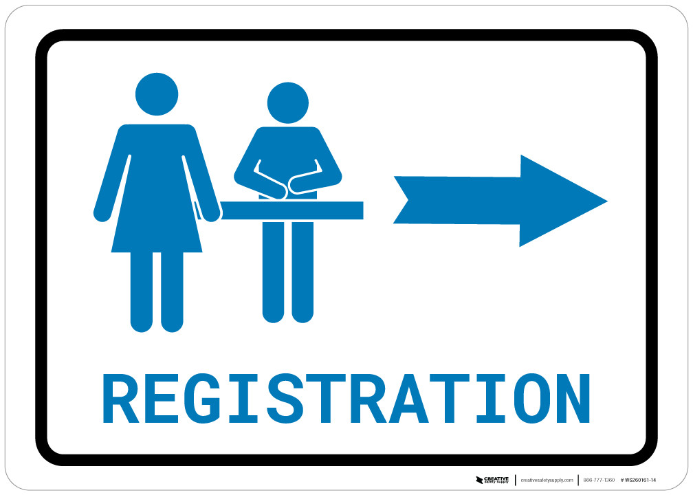 Registration Right Arrow with Icon Landscape v2 - Wall Sign