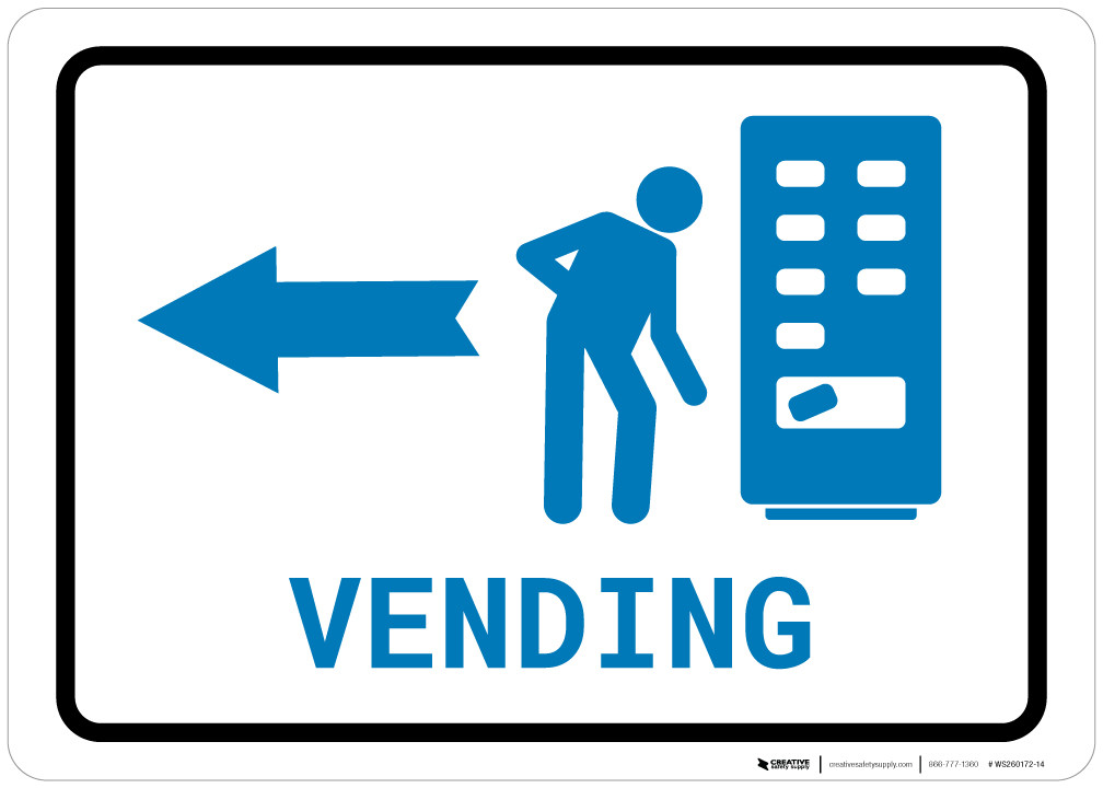Vending Machine Left Arrow with Icon Landscape v2 - Wall Sign