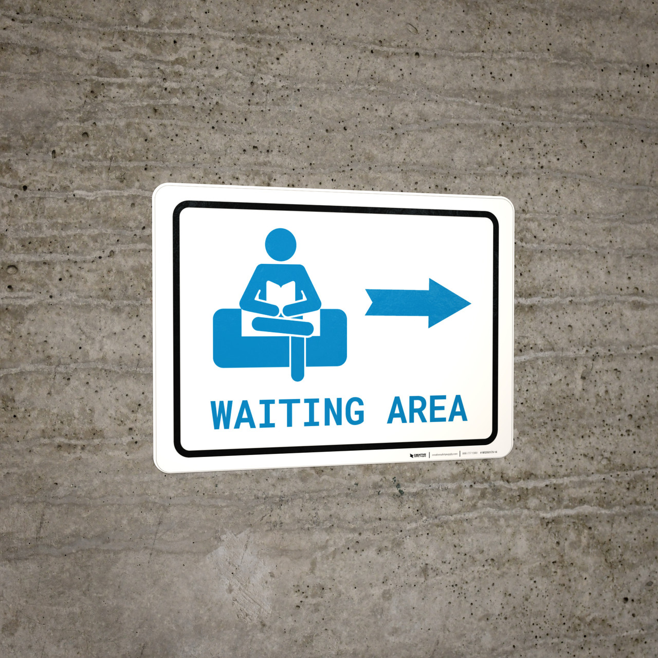 Waiting Area Right Arrow with Icon Landscape v2 - Wall Sign