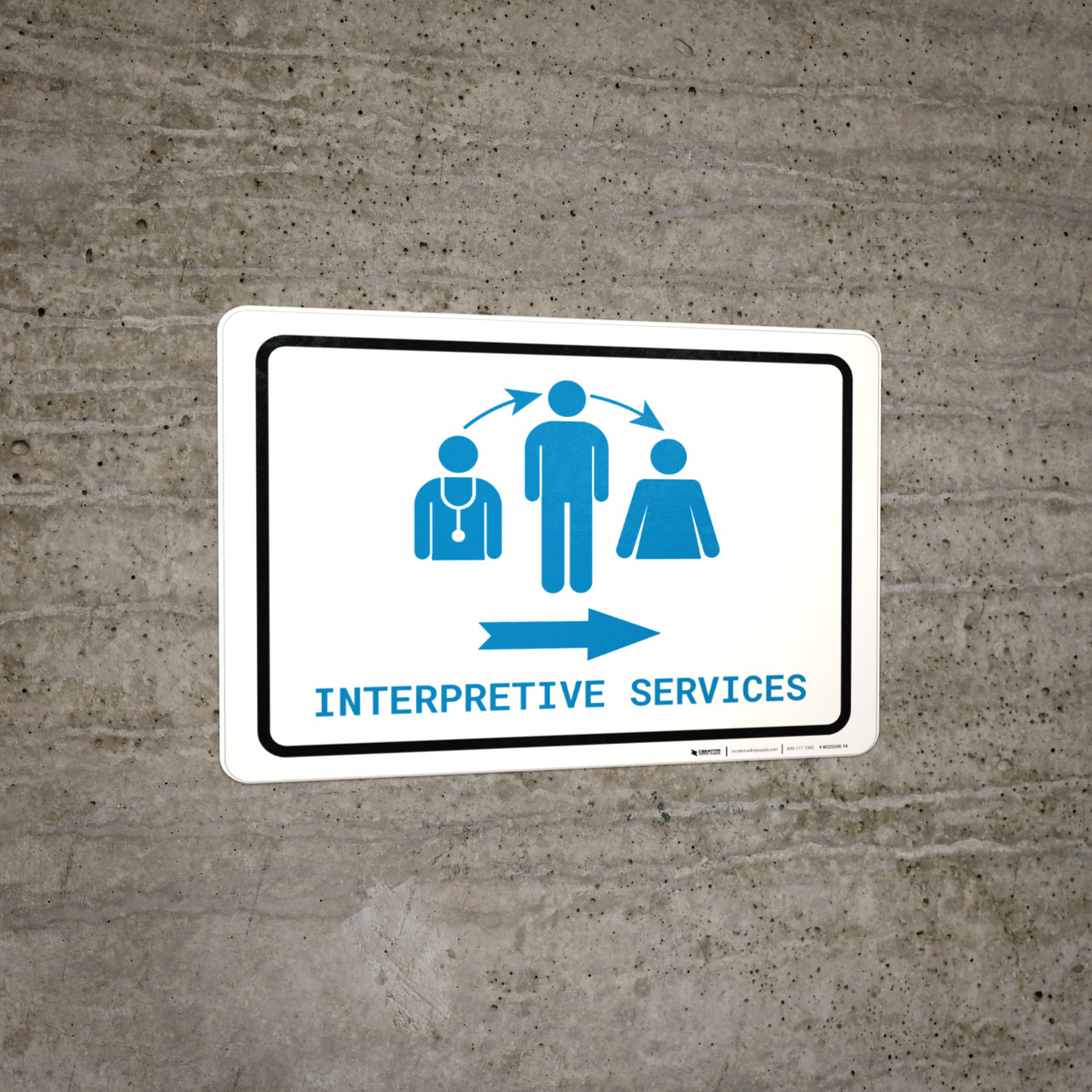 Interpretive Services Right Arrow with Icon Landscape v2 - Wall Sign ...