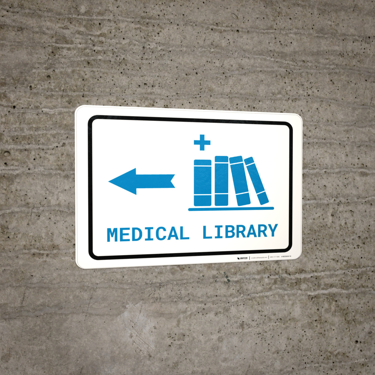 Medical Library Left Arrow with Icon Landscape v2 - Wall Sign