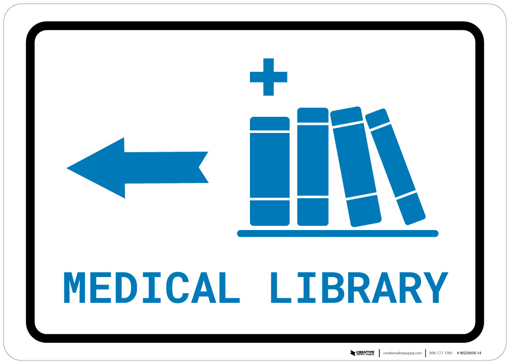 Medical Library Left Arrow with Icon Landscape v2 - Wall Sign