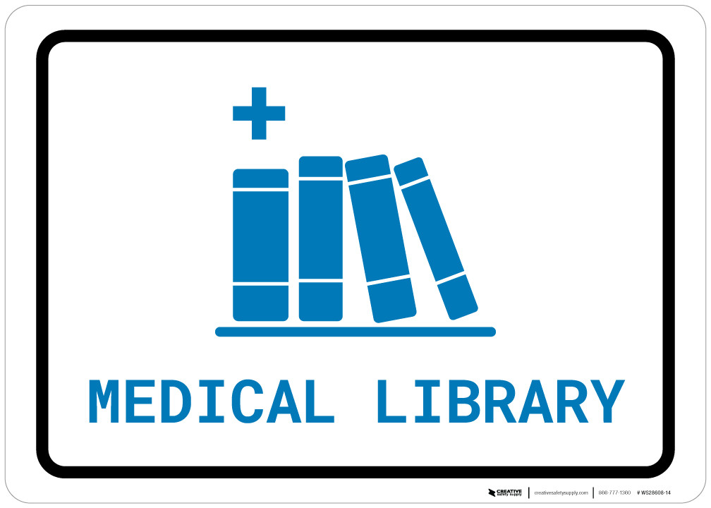 Medical Library with Icon Landscape v2 - Wall Sign