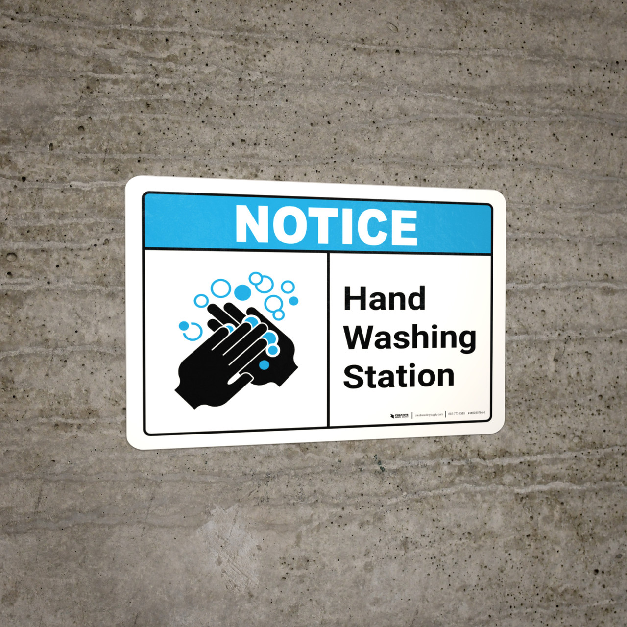 Notice: Hand Washing Station ANSI Landscape - Wall Sign