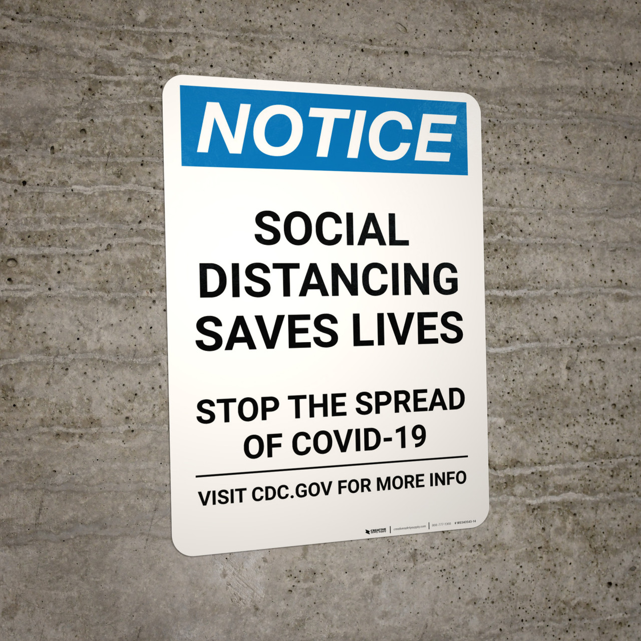Notice: Social Distancing Saves Lives Stop the Spread ANSI Portrait ...