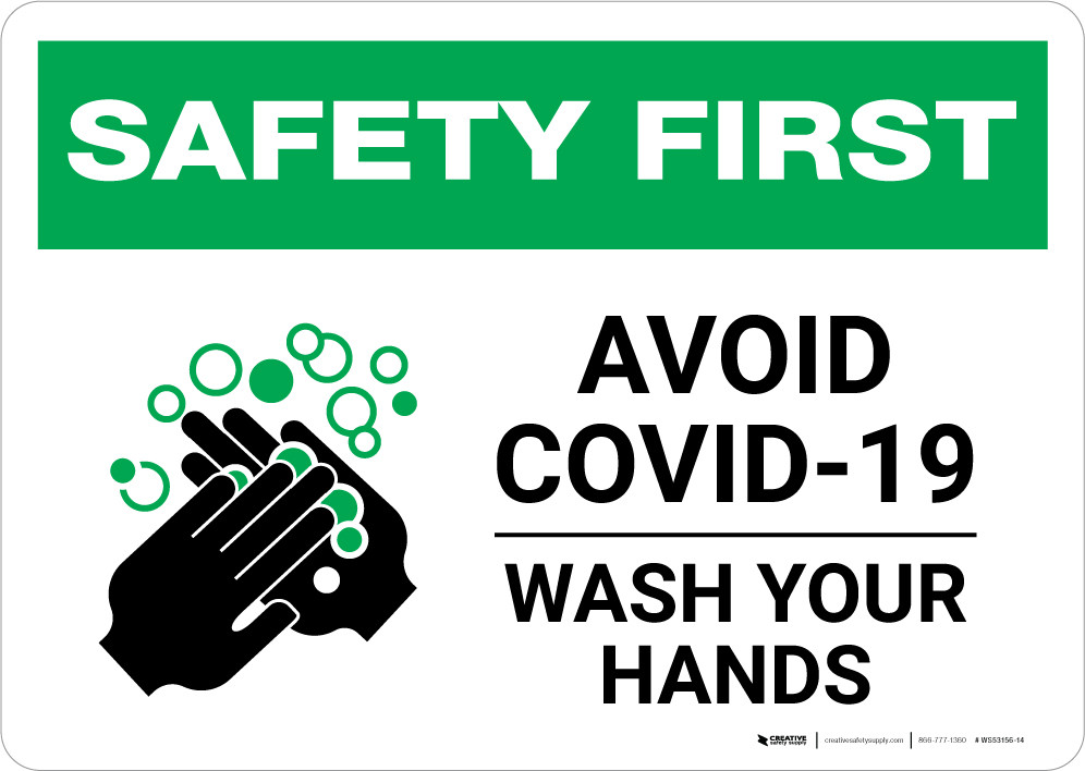 Safety First: Avoid COVID-19 Wash Your Hands Landscape - Wall Sign