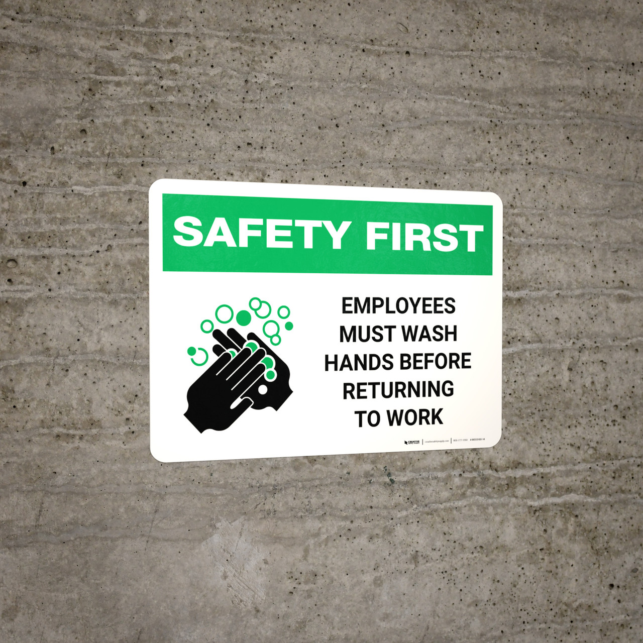 Safety First: Employees Must Wash Hands Landscape - Wall Sign ...