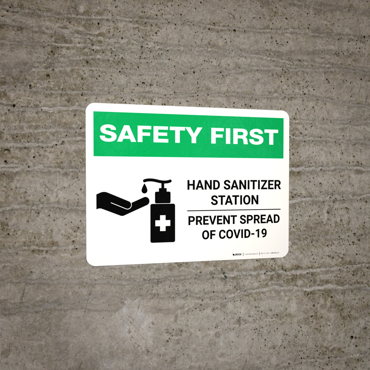 Safety First: Hand Sanitizer Station COVID-19 Landscape - Wall Sign