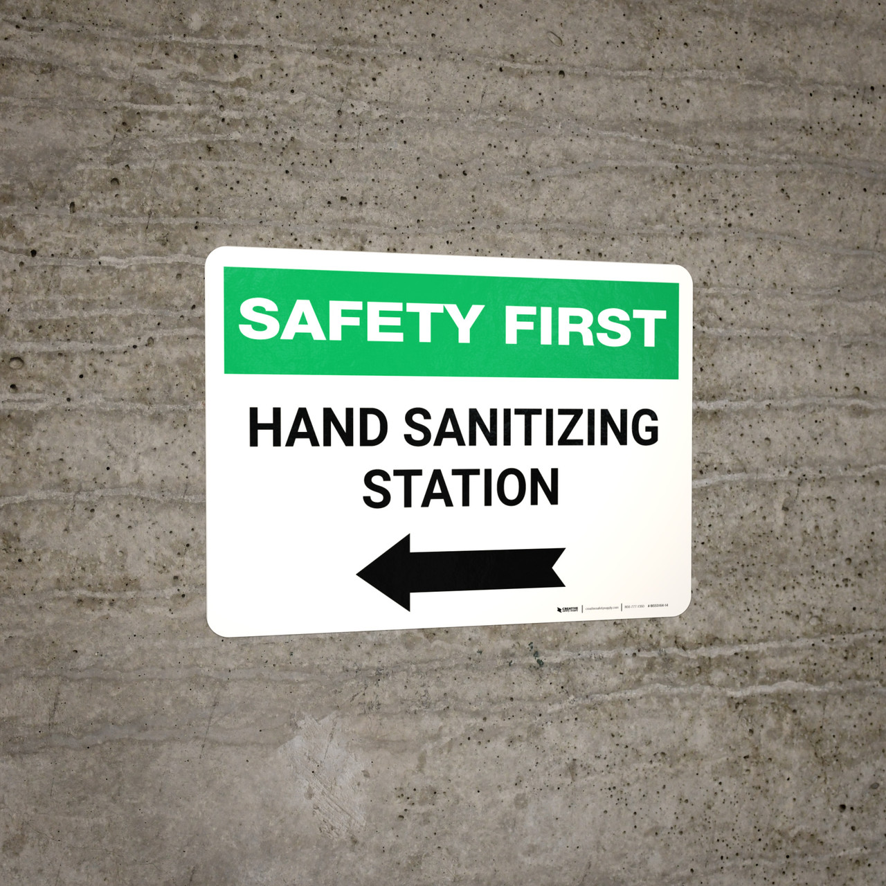 Safety First: Hand Sanitizing Station Left with Arrow Landscape - Wall ...